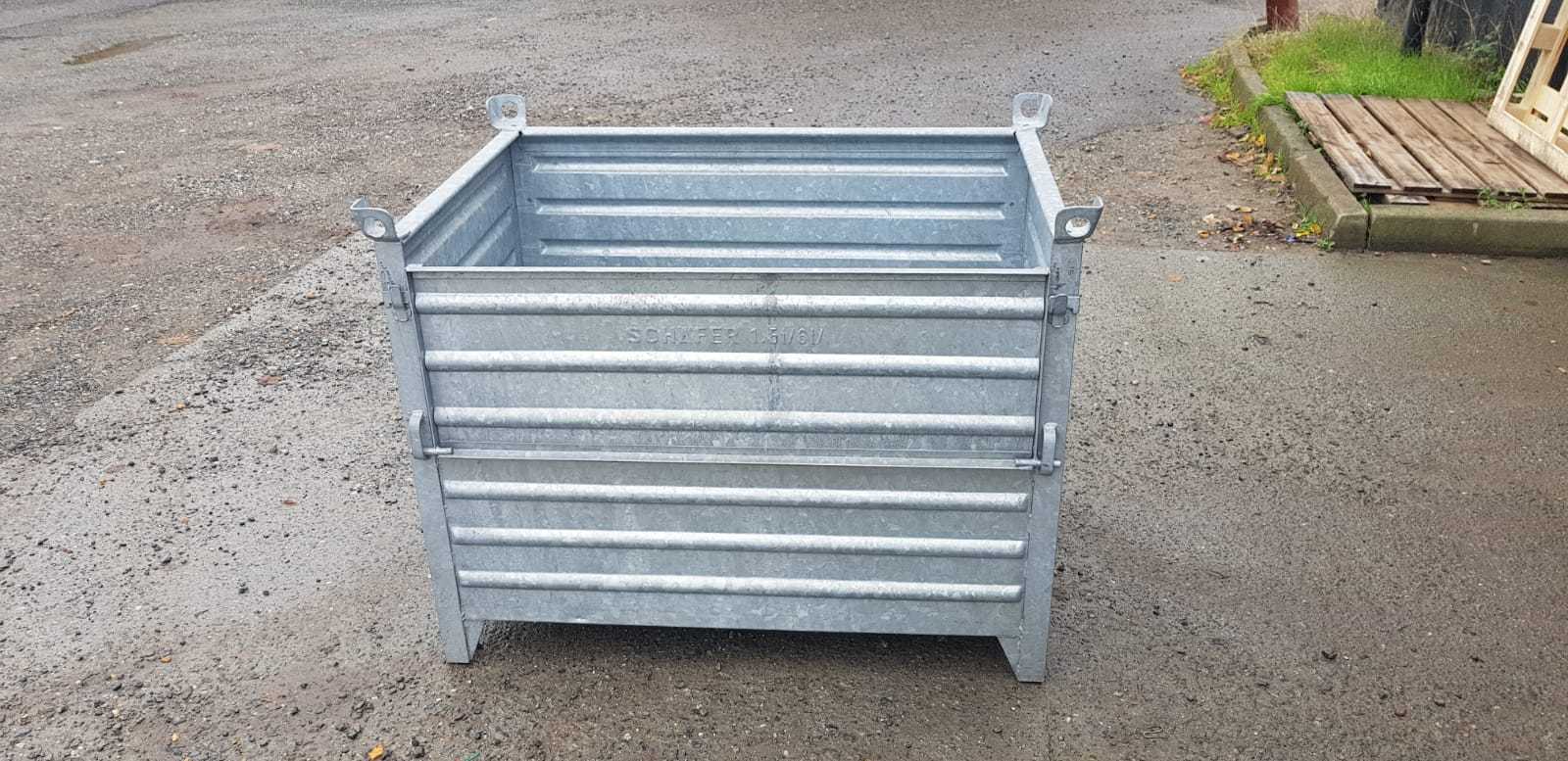 XL Half Drop Front Galvanised Steel Metal Stacking Box Stillage L50 x ...