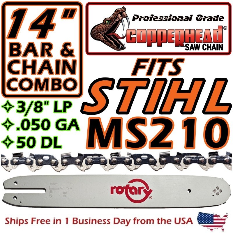 COPPERHEAD 14" BAR & SAW CHAIN COMBO FOR STIHL 021 MS210 3/8 LP PICCO ...