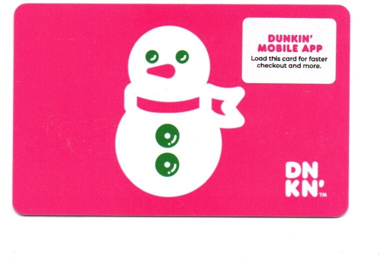 Dunkin Donuts Pink With Snowman Gift Card No $ Value Collectible | eBay