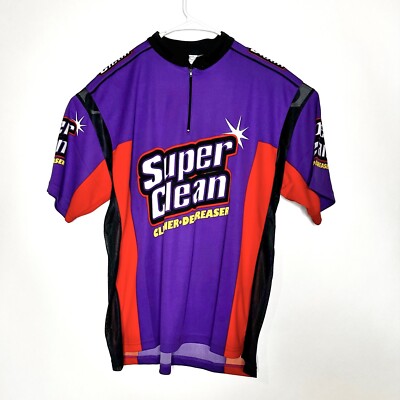 Super Clean Sz L Biking Jersey Polyester Jersey Degreaser Advertising ...