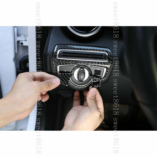 3pcs Real Carbon Fiber Head Light Control Switch Panel Trim For Benz ...