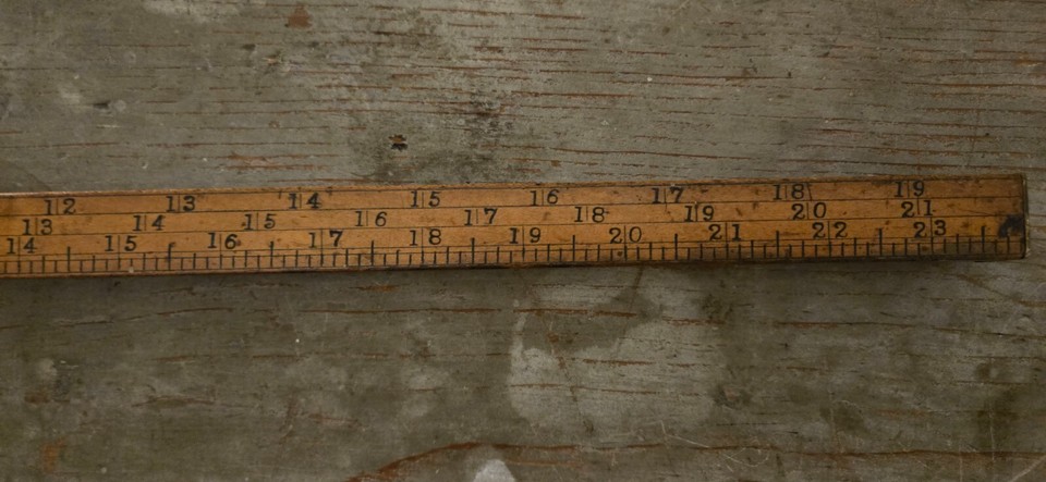 Lumber measuring rule, 24-In., Antique Wood & Brass, R.B. Haselton ...
