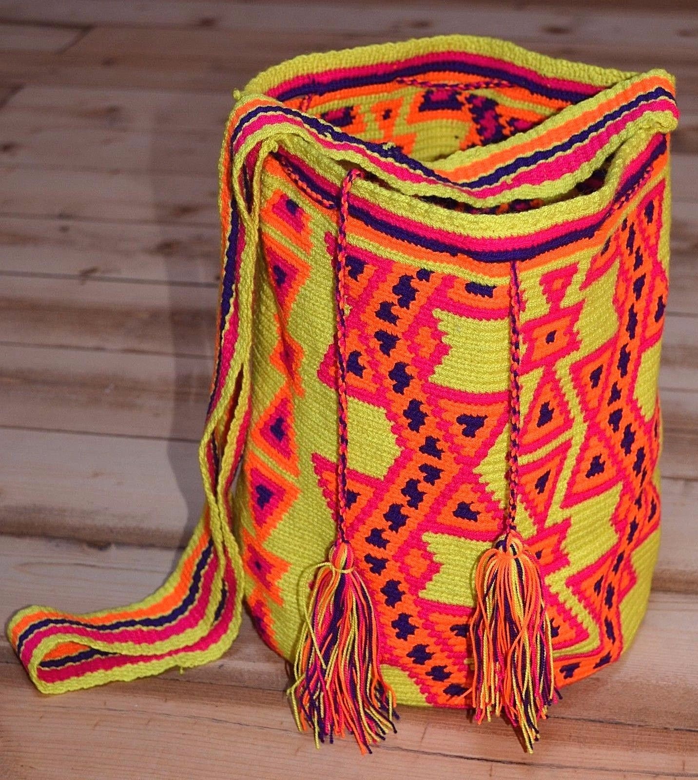 Tribally Hand Woven Wayuu Large Colorful Textile Mochila Shoulder Bag ...