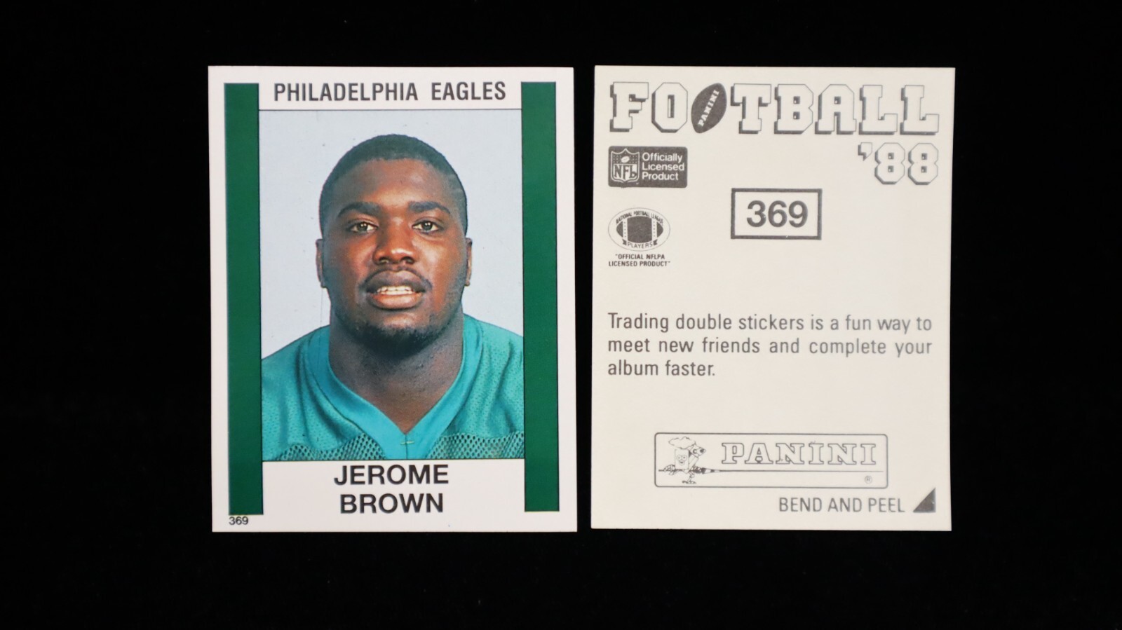 1988 Jerome Brown Philadelphia Eagles Panini Sticker #369 | eBay