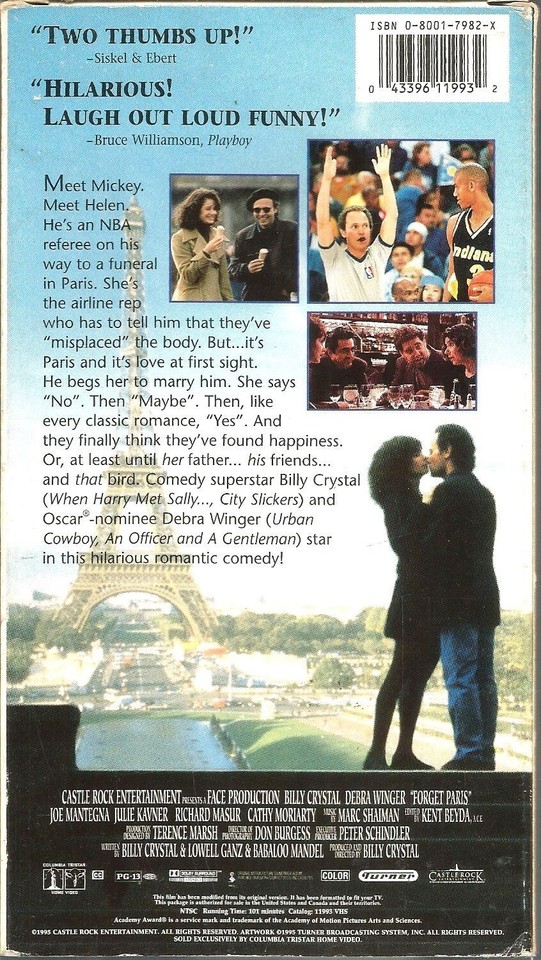 Forget Paris VHS 1995 Billy Crystal Debra Winger Joe Montegna Comedy ...