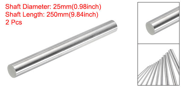 2pcs Stainless Steel Round Rods Solid Shaft Rods 25mm x 250mm for DIY ...