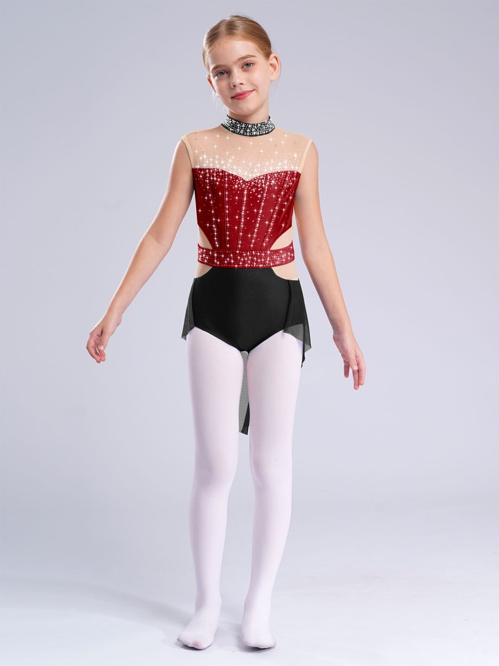 Kids Girls Dancewear Rhythmic Costume Contemporary Dress Overlay ...