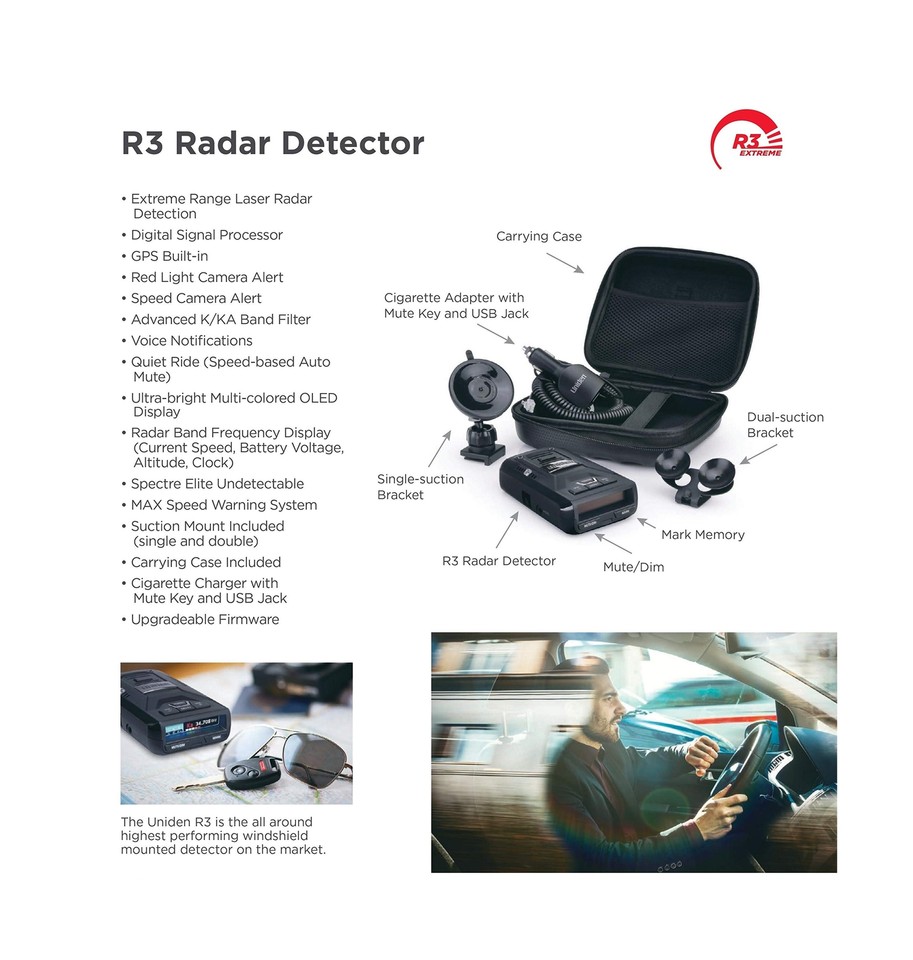 Uniden R3 EXTREME LONG RANGE Laser/Radar Detector, Record Shattering ...