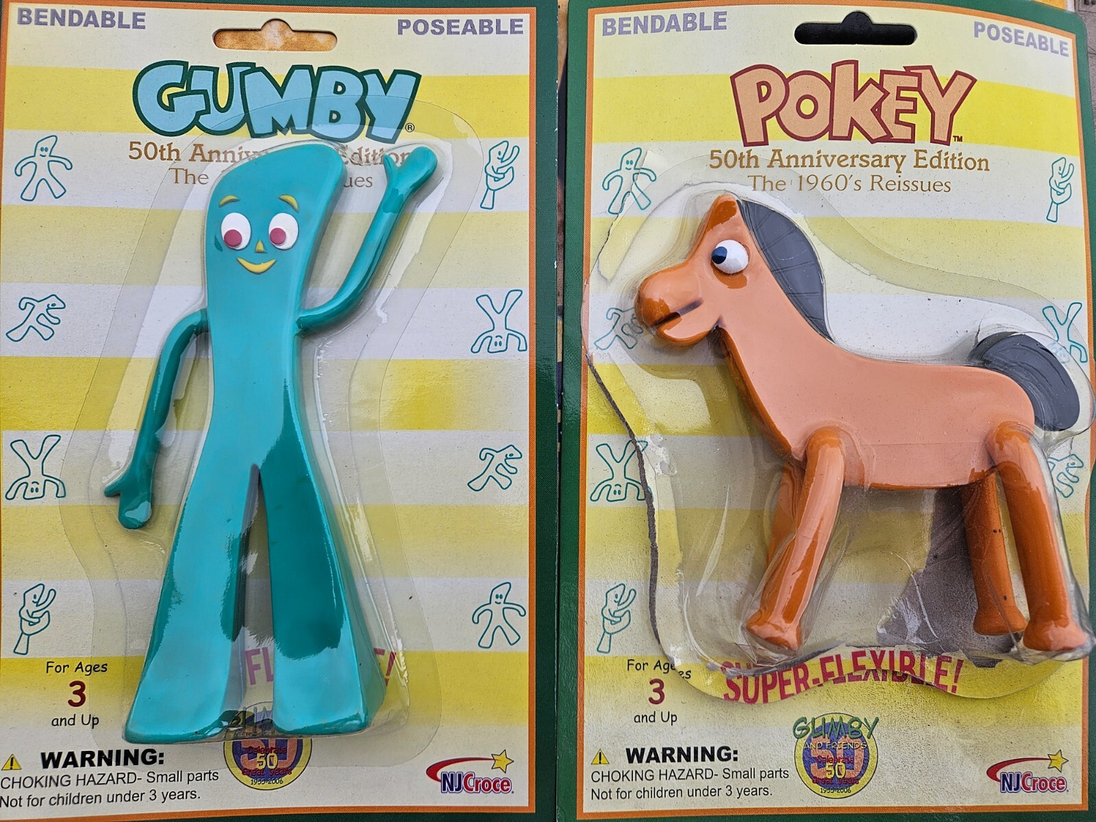 Gumby Pokey 50th Anniversary Edition Bendable Action Fan Club Figures ...