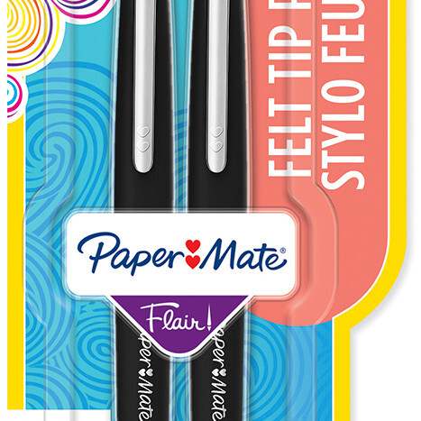 PAPERMATE Flair Original Fibre Tip Pen - Medium - Black (Blister of 2) - NEW | eBay
