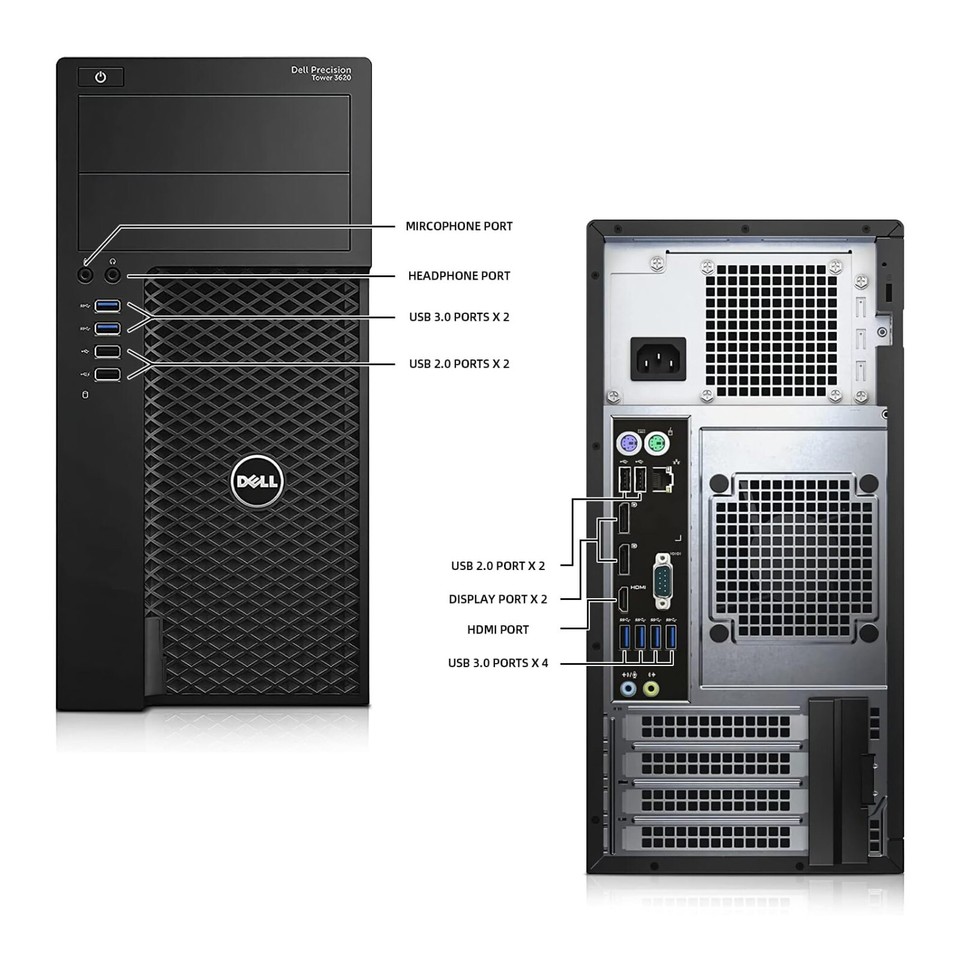 Dell Precision Mini Tower Core i7 32GB RAM 1TB SSD Wi-Fi 3620 Windows ...