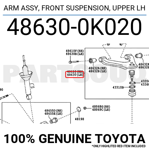 486300K020 Genuine Toyota ARM ASSY, FRONT SUSPENSION, UPPER LH 48630 ...