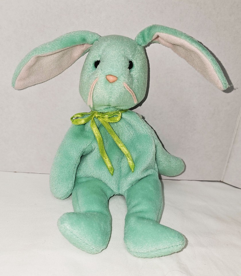 TY 1996 Beanie Baby HIPPITY The Bunny Rabbit Mint Green and Pink No ...