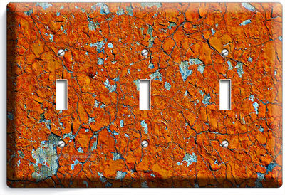 RUSTIC CRACKED RUST RUSTED TRIPLE LIGHT SWITCH WALL PLATE COVER HOME ...