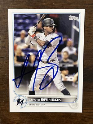 LEWIS BRINSON Signed 2022 Topps Series 2 Baseball Card #638 Miami ...