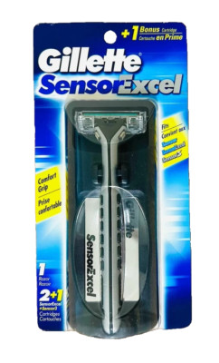 Original Gillette " SENSOR EXCEL " Razor Metal Handle + 3 Cartridge ...