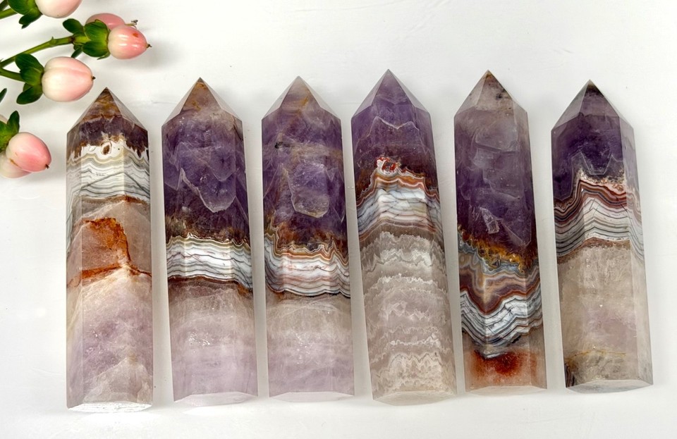 Wholesale 1 Lb Natural Amethyst Lace Agate Obelisk Tower Point Crystal ...