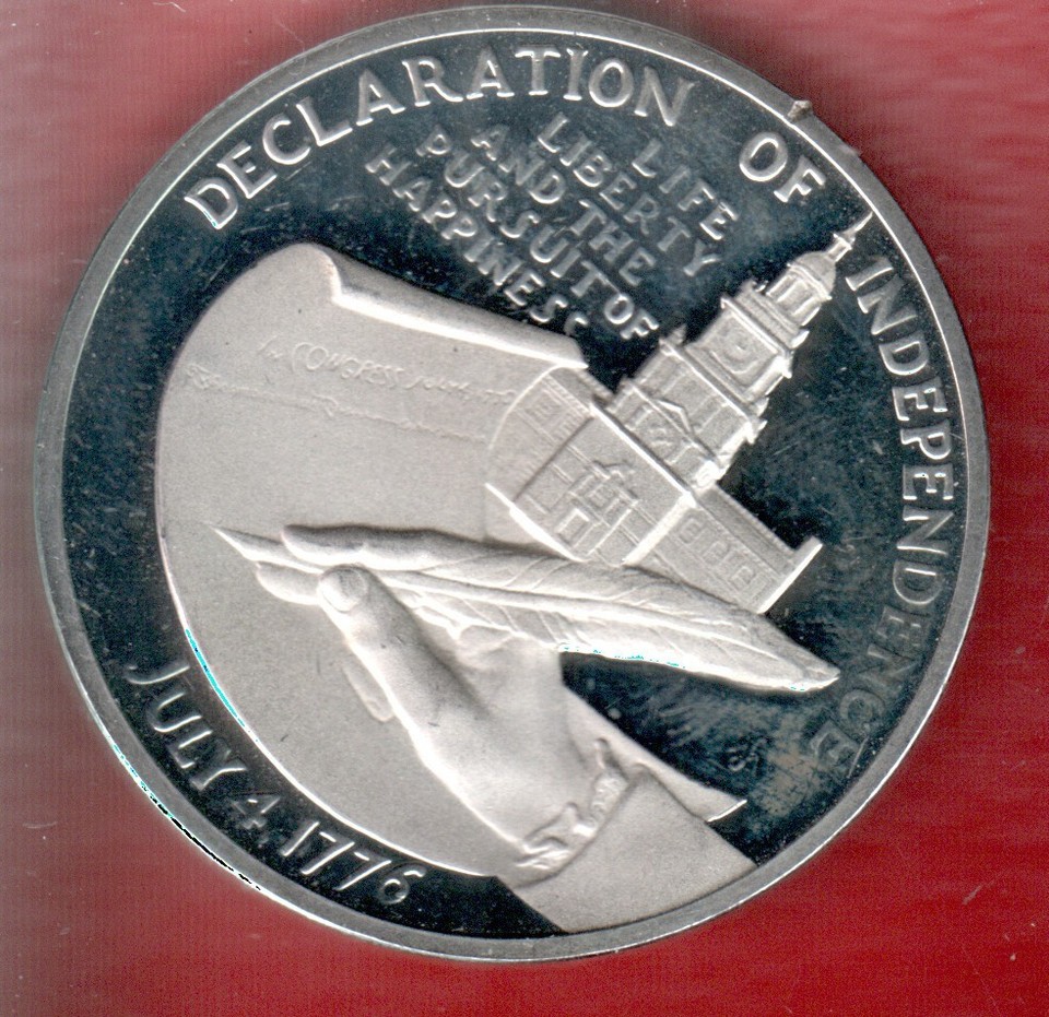 1976 Bicentennial Commemorative Medal .925 Silver Declaration of ...