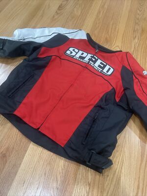 Speed Strength Motorcycle Jacket Men’s S Armor Padded Red White Patches ...