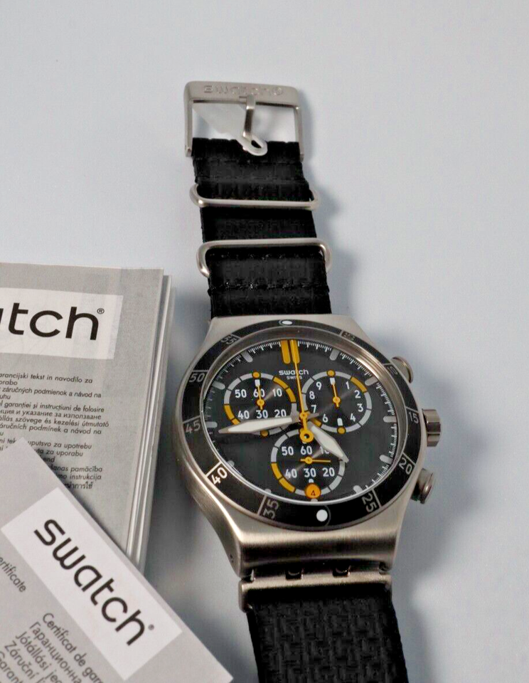 Swatch ORANGE TEETH Chronograph Mens Watch YVS422 | eBay