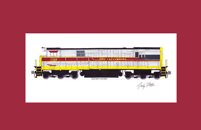 Erie Lackawanna U33C #3306 11"x17" Matted Print Andy Fletcher signed | eBay