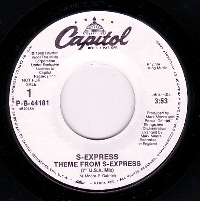 S'Express - Theme From S-Express 1988 7", Single, Promo Capitol Records ...