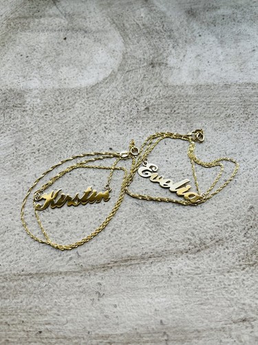 10K Solid Yellow Gold Personalized Custom Cursive Name Pendant Letter ...