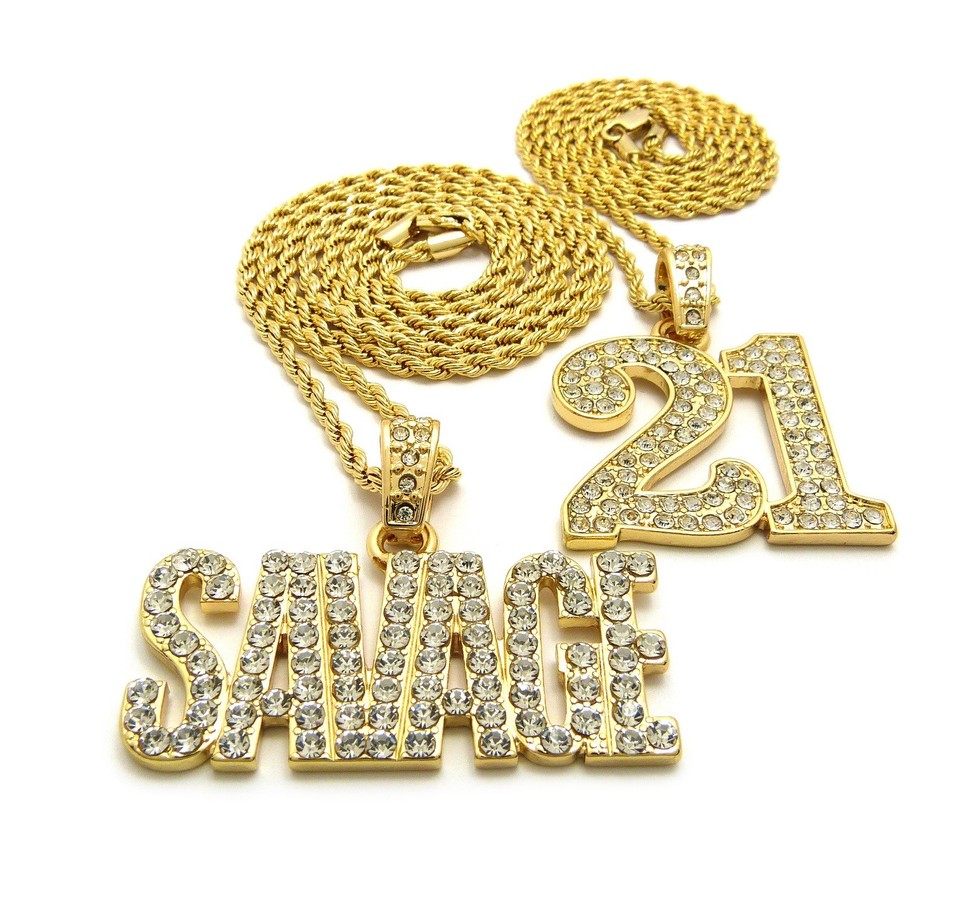 NEW 21 & SAVAGE PENDANT & ROPE CHAINS HIP HOP NECKLACE SET - RC2616G | eBay