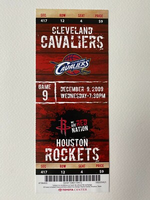 2009 Cleveland Cavaliers at Houston Rockets Ticket 12/09/09 LeBron ...