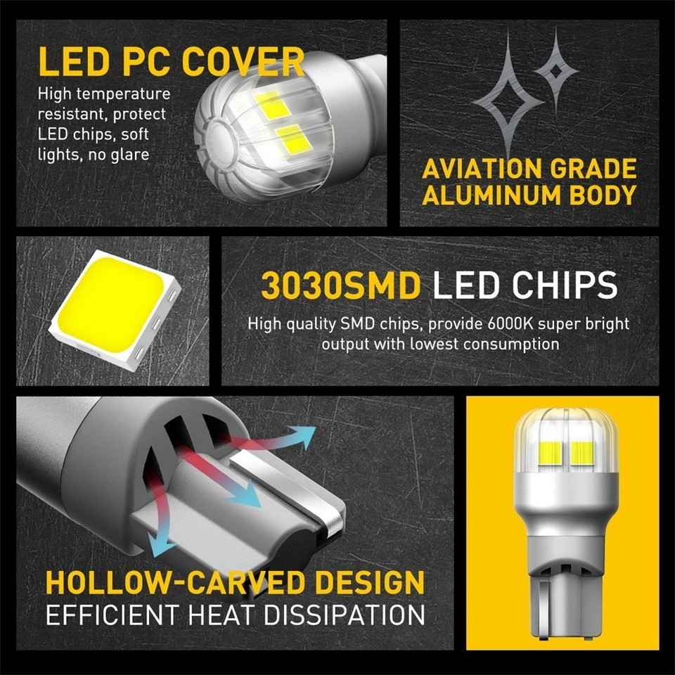 4X AUXITO White Canbus SMD LED Car Backup Reverse Light Bulb 912 921 ...