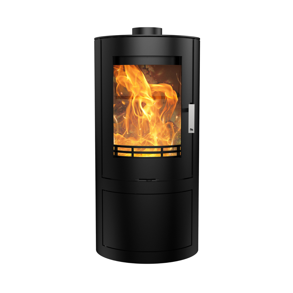 Wood Burning Stove Cylindrical Log Burner 4.9kw Defra Eco Design Woolly ...