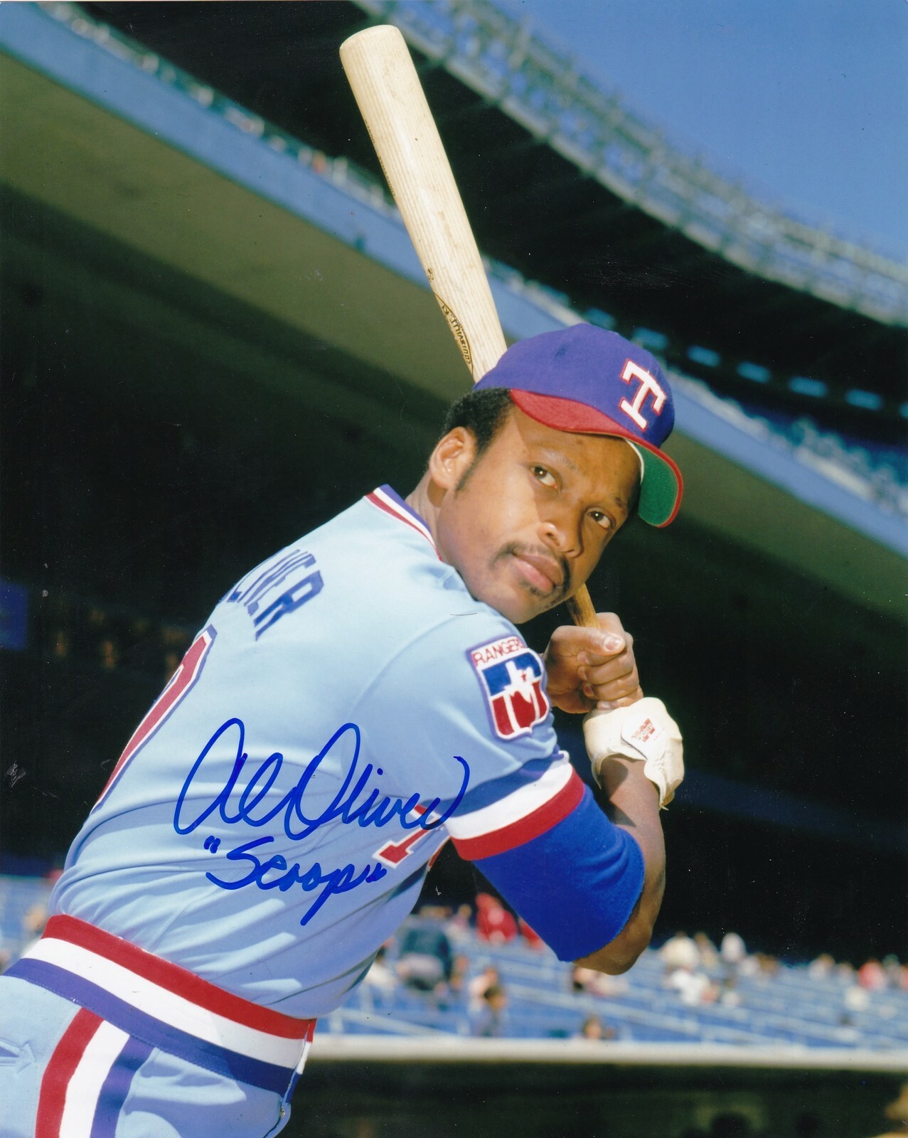 AL OLIVER TEXAS RANGERS "SCOOPS" ACTION SIGNED 8x10 | eBay
