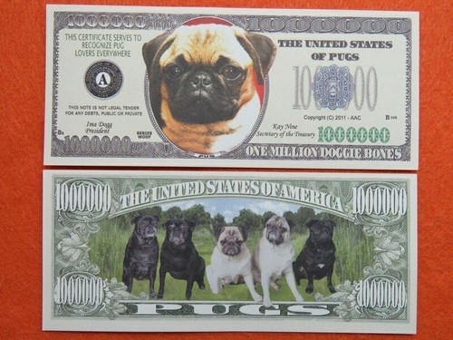 PUGS: Kay Nine Dog Lovers Collectible ~ Cool $1,000,000 One Million ...