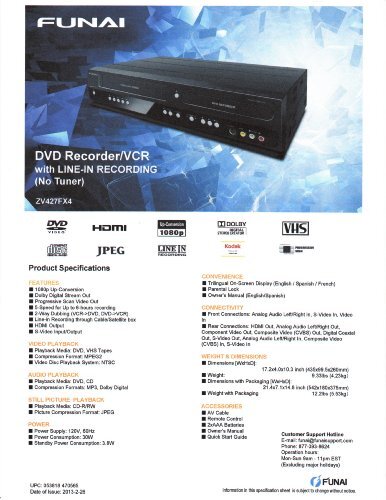Funai Combination VCR and DVD Recorder (ZV427FX4) 53818470565 | eBay