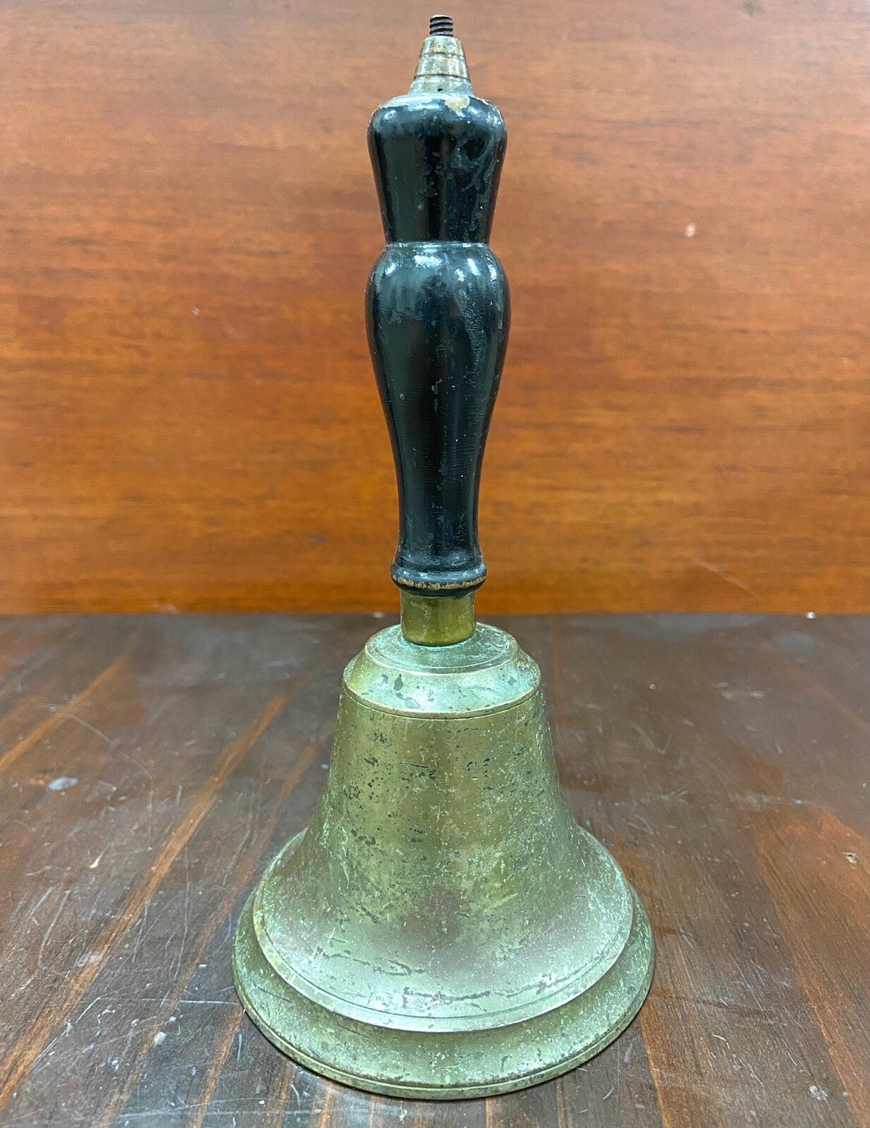 Vintage Large Brass Bell with Wooden Handle | eBay