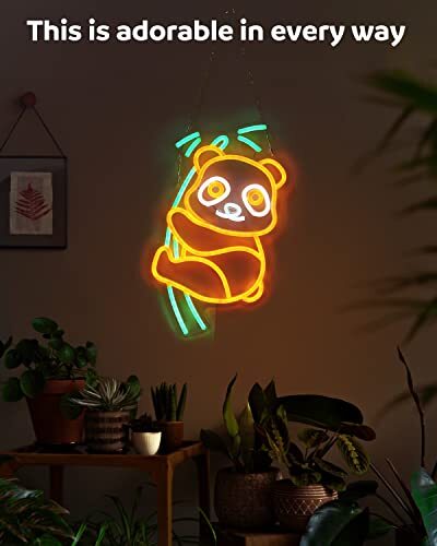 Panda Neon Sign Cute Bear Neon Sign for Wall Decor Cat LED ORANGE GREEN ...