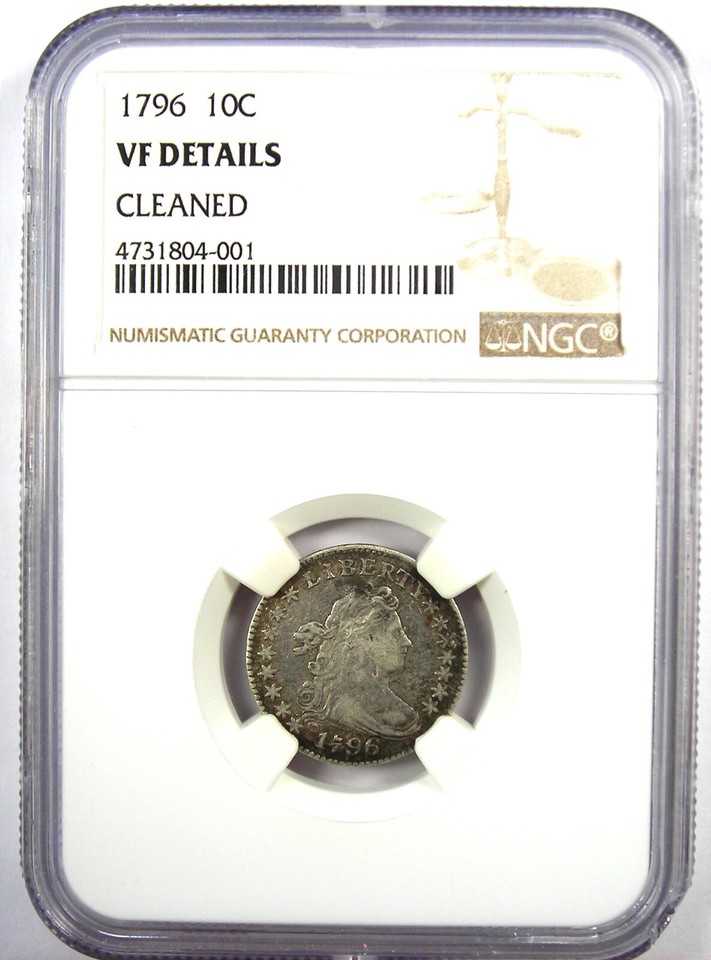 1796 Draped Bust Dime 10C Coin - Certified NGC VF Details - Rare Date ...