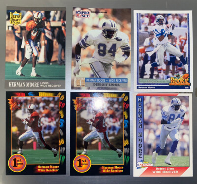 Herman Moore Rookie 6 Card 1991 Upper Deck Pacific Wild Card Pro Set ...