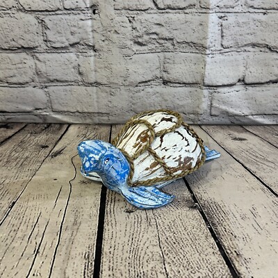Blue White Folk Art Hand Painted Turtle Coconut Shell Ornaments Hanging ...