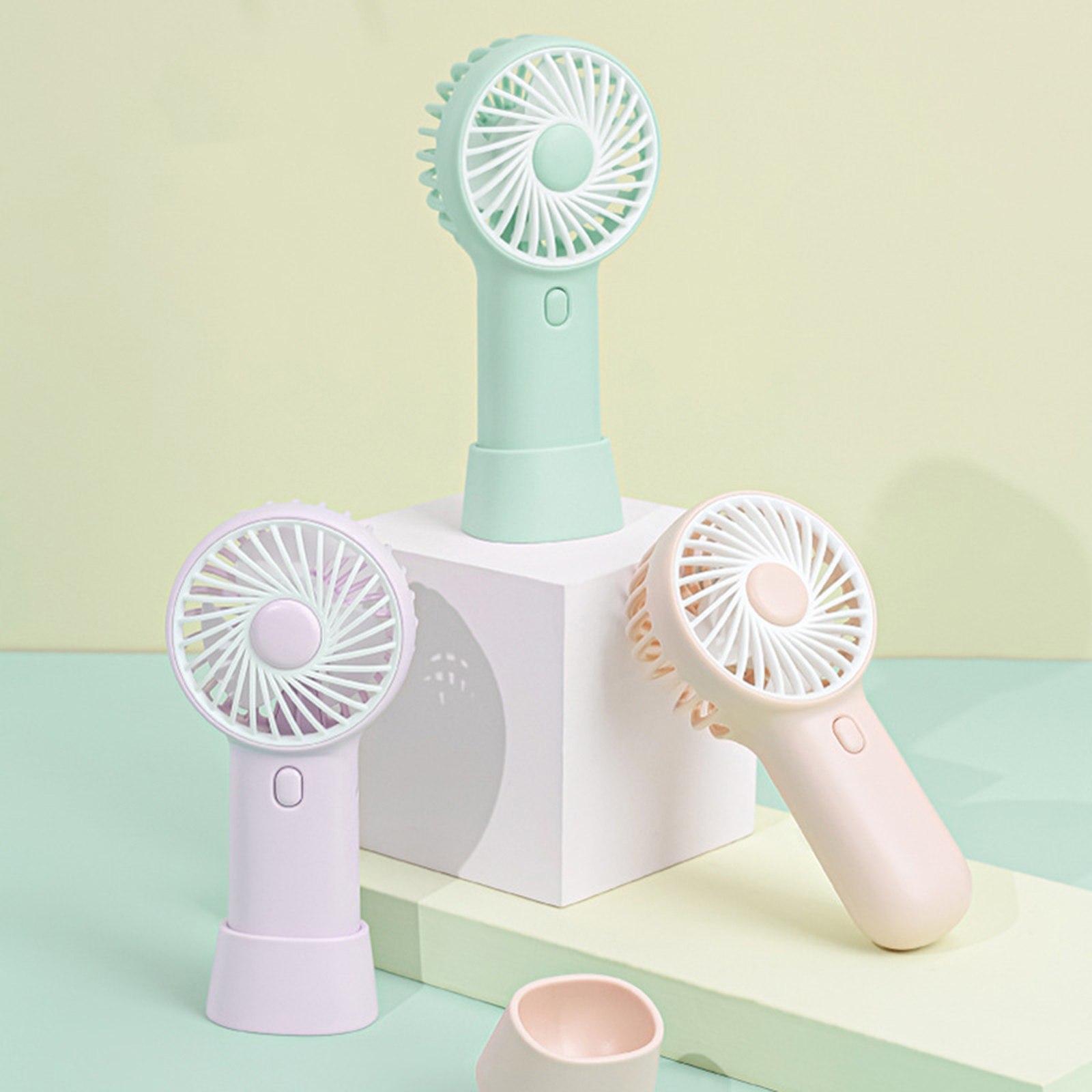 1 Set Handheld Fan Low-noise Keep Cool Summer Girls Cooling Fan Long ...