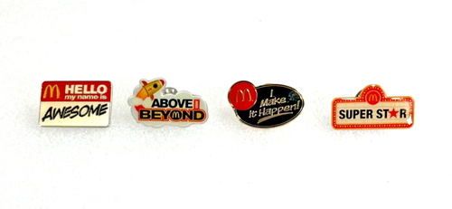 4 MacDonald Employee Pins I Make Happen- Hello Awesome- Super Star ...