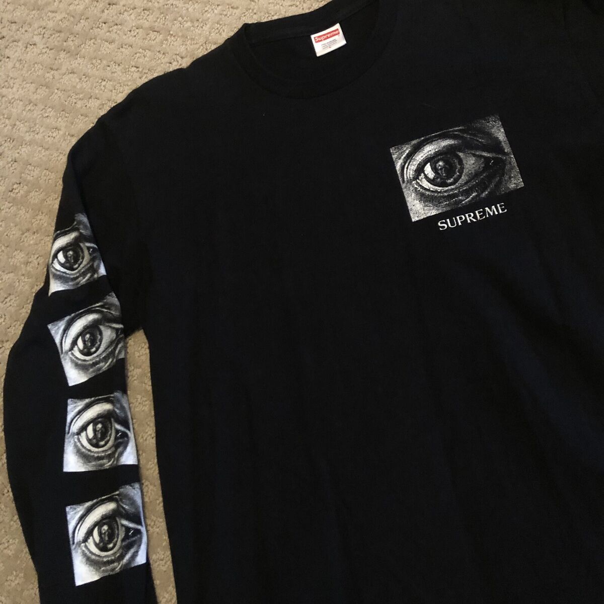 SUPREME MC ESCHER EYE LONG SLEEVE TEE BLACK BOX LOGO LARGE SUPREME MC ESCHER EYE LONG SLEEVE TEE BLACK BOX LOGO LARGE
