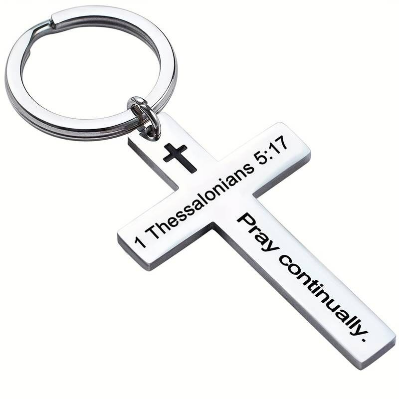Key Chain Cross Man Woman Boy Girl Car Key Ring Slogan Religious Key ...