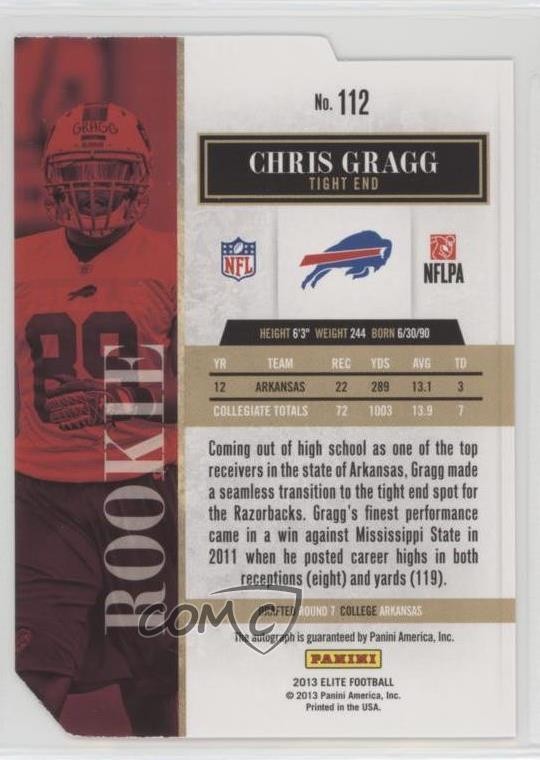 2013 Panini Elite Rookie Status Red Die-Cut /25 Chris Gragg #112 Rookie ...