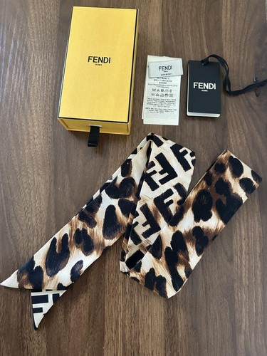 Used Fendi Wrappy Reversible Silk Animal Print Scarf 47in x 2in Mint | eBay