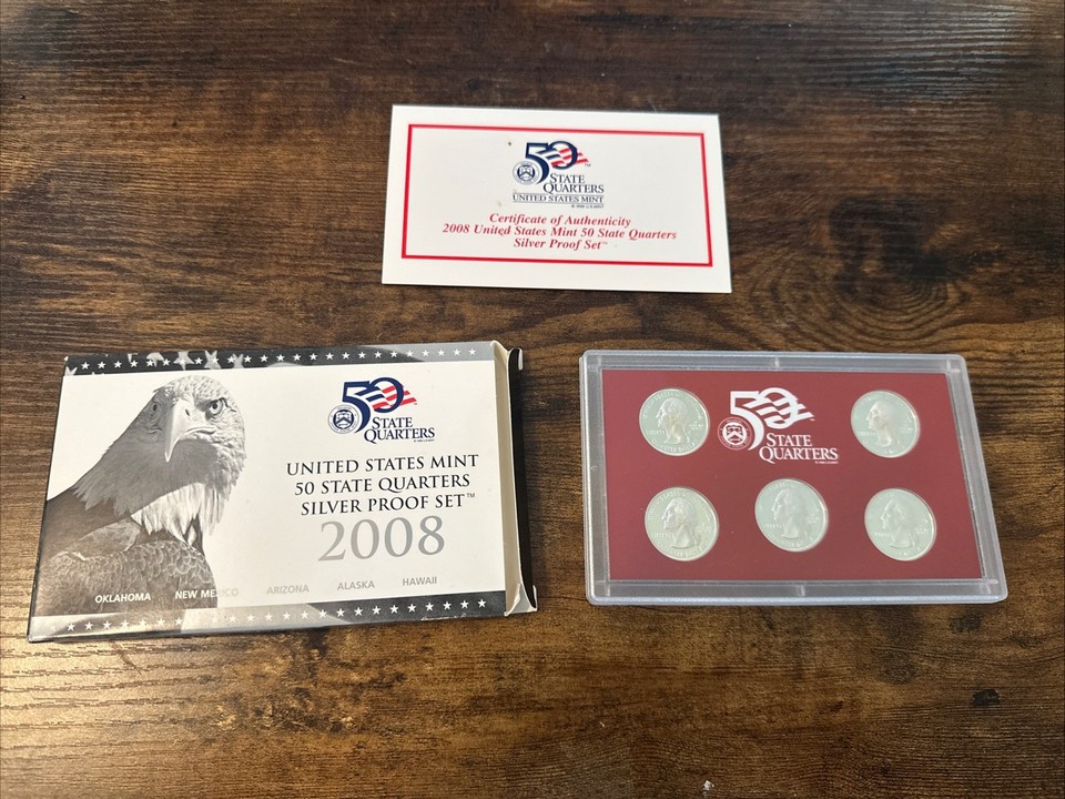 2008-S United States Mint 50 State Quarters Silver Proof Set With Box ...