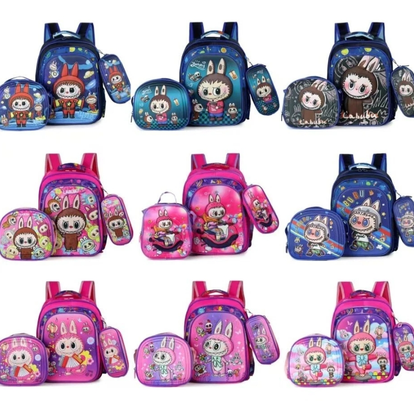 3PCS Labubu 16inch 3D Hard Shell Backpack Set with Lunch Box Trolley ...