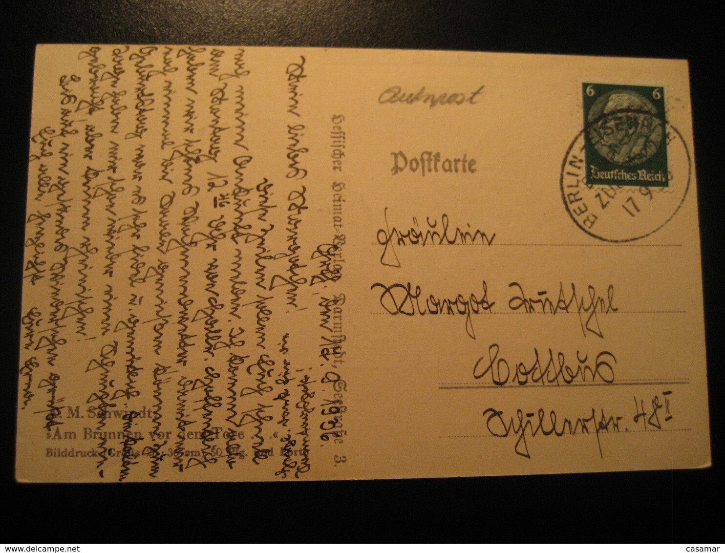 1936 Berlin Eisenach Bahnpost Train Cancel Third Reich Germany Post ...