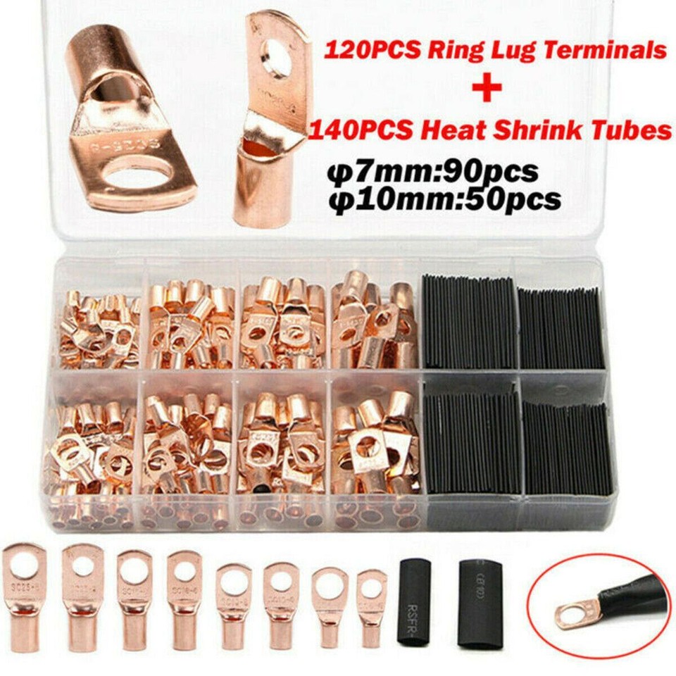260PC Connectors Car Audio Terminals Wire Ring Terminal Heat Shrink ...
