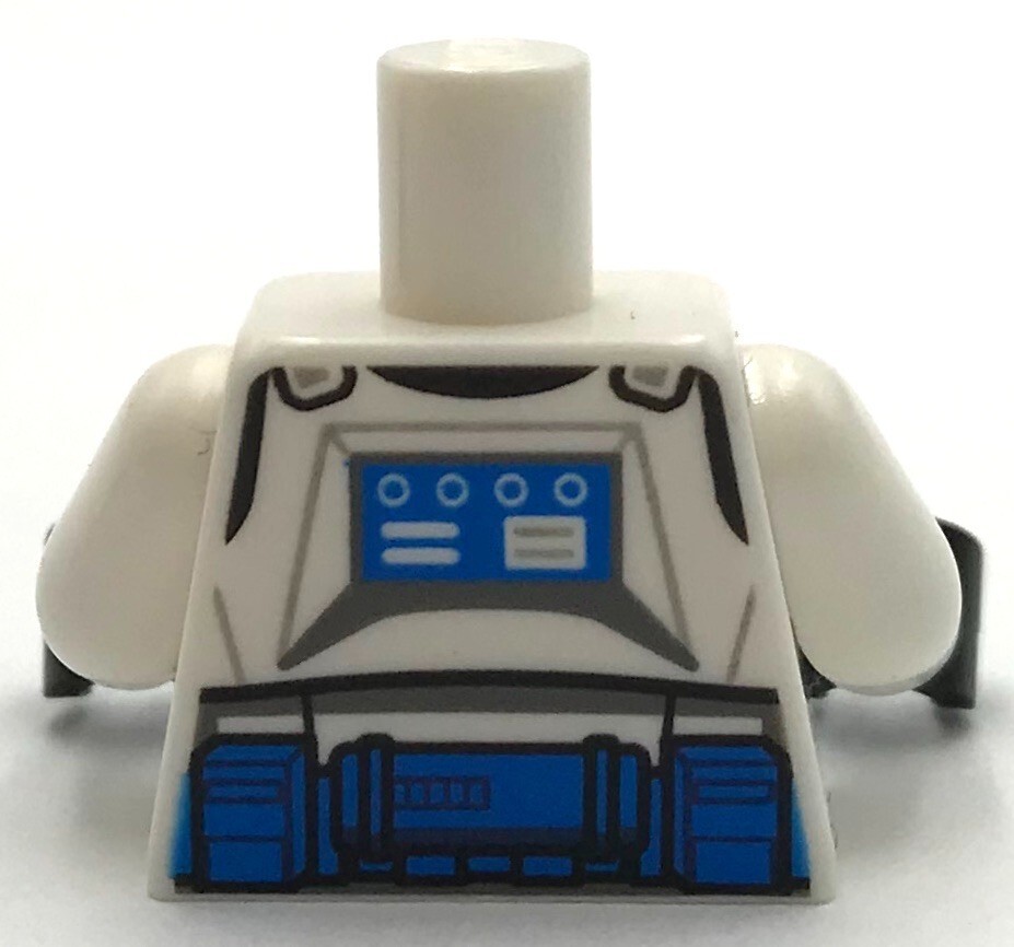 Lego New White Torso Star Wars Armor Clone Trooper w/ Blue 501st Legion ...
